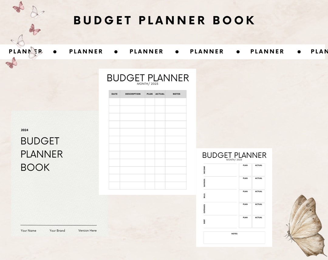 EDITABLE Budget Planner Book White, Monthly Budget Tracker, Canva ...