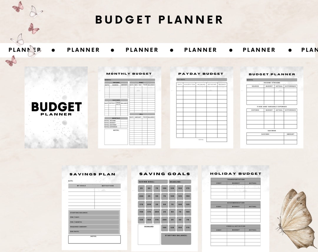 Budget Planner Grey | Monthly Budget Tracker | Payday Budget Tracker ...