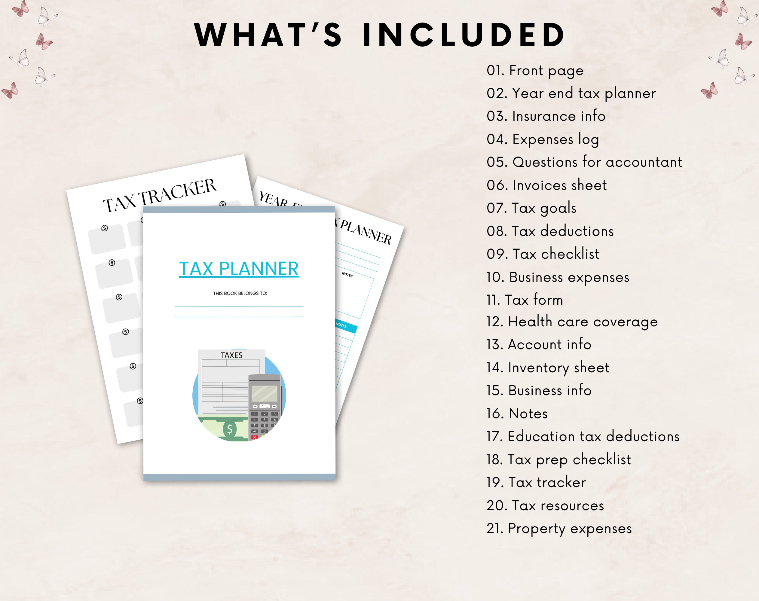 EDITABLE Tax Planner, Tax Pay Template, Tax Preparation, Bookkeeping ...