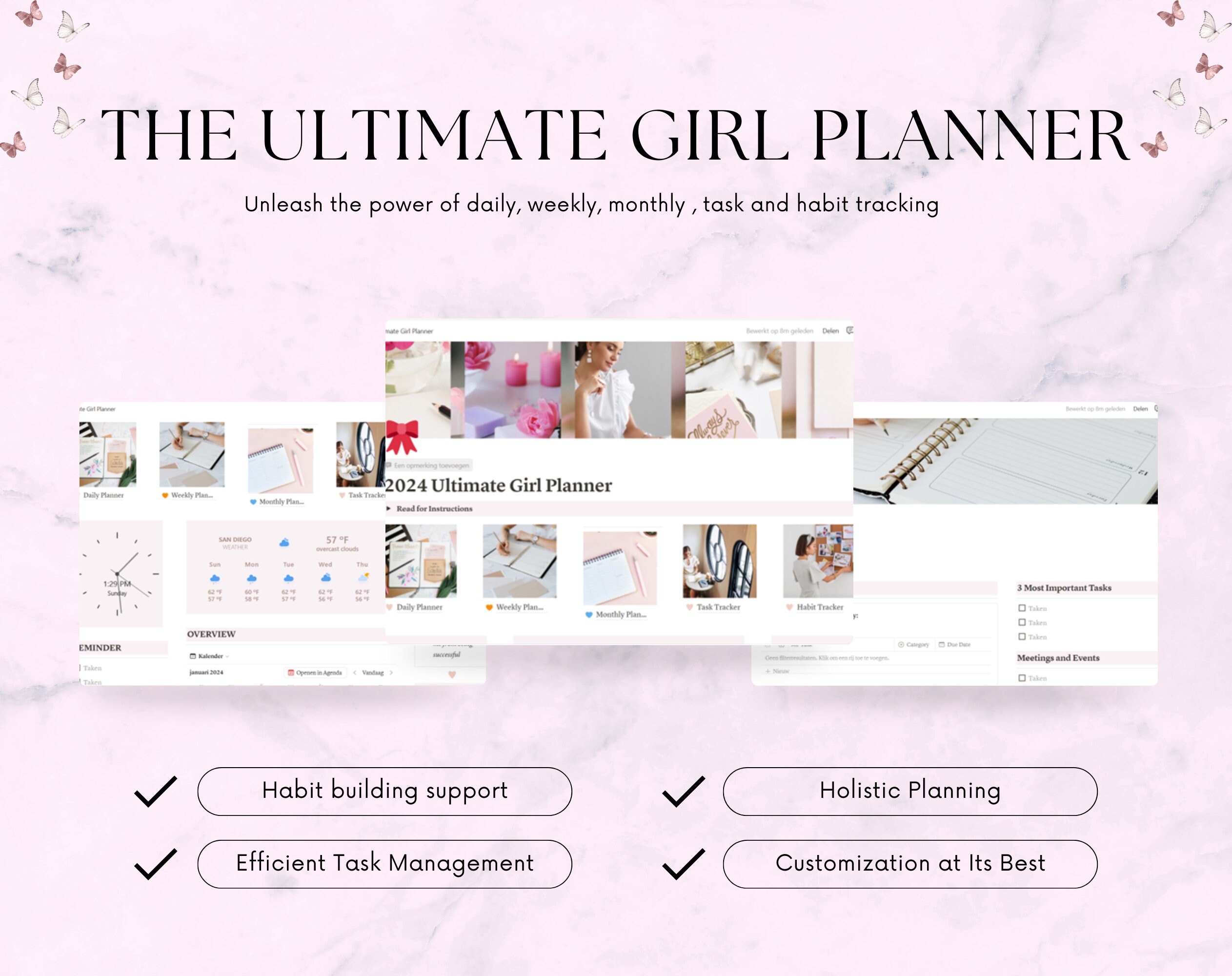 Ultimate Girl Planner Pink, Notion-template Female, Digital Planner ...