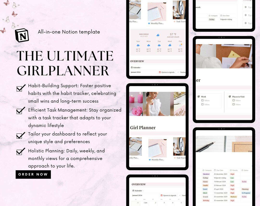 Ultimate Girl Planner Pink, Notion-template Female, Digital Planner ...