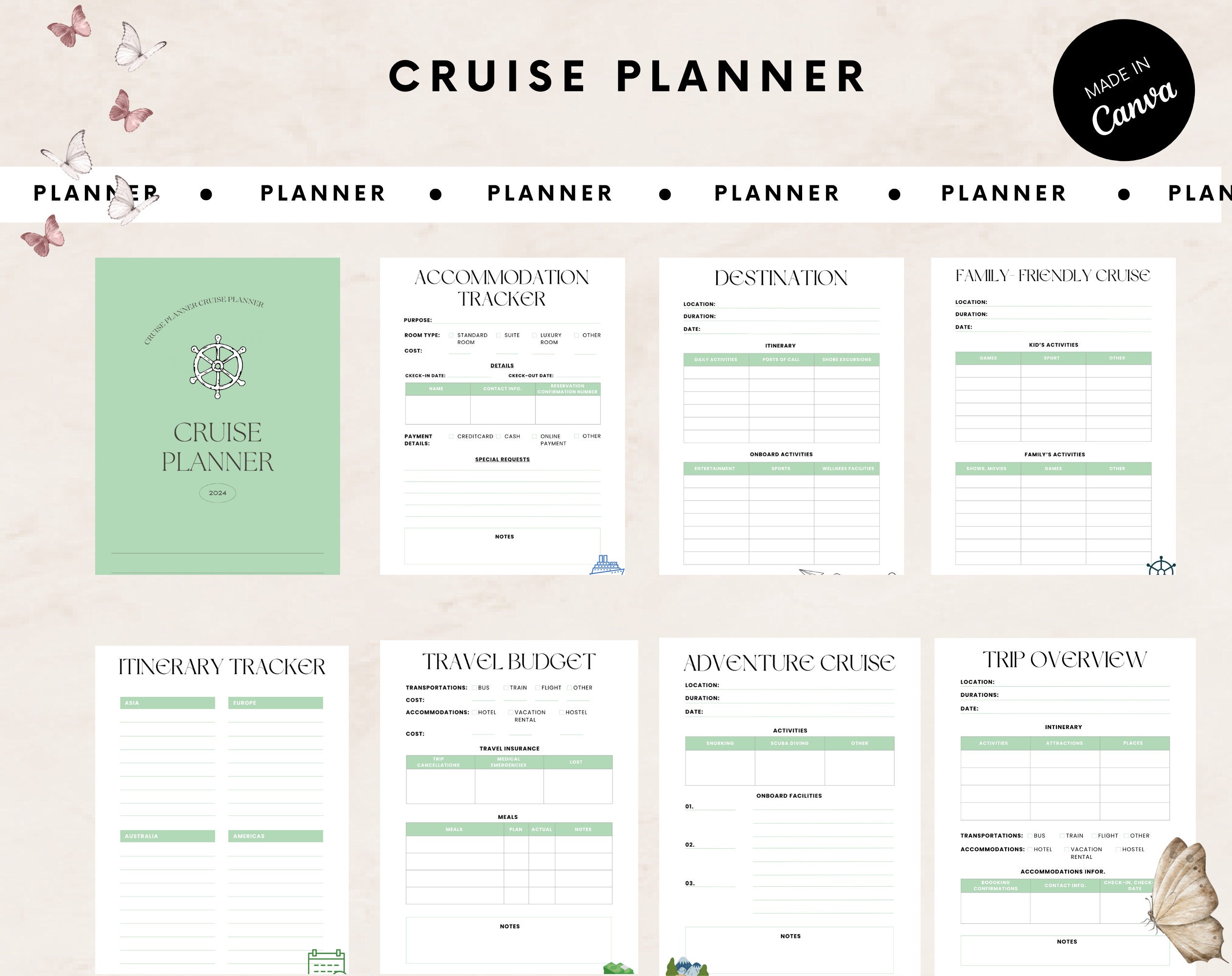 EDITABLE Cruise Planner, Canva Template, Cruise Travel Agent, Cruise ...