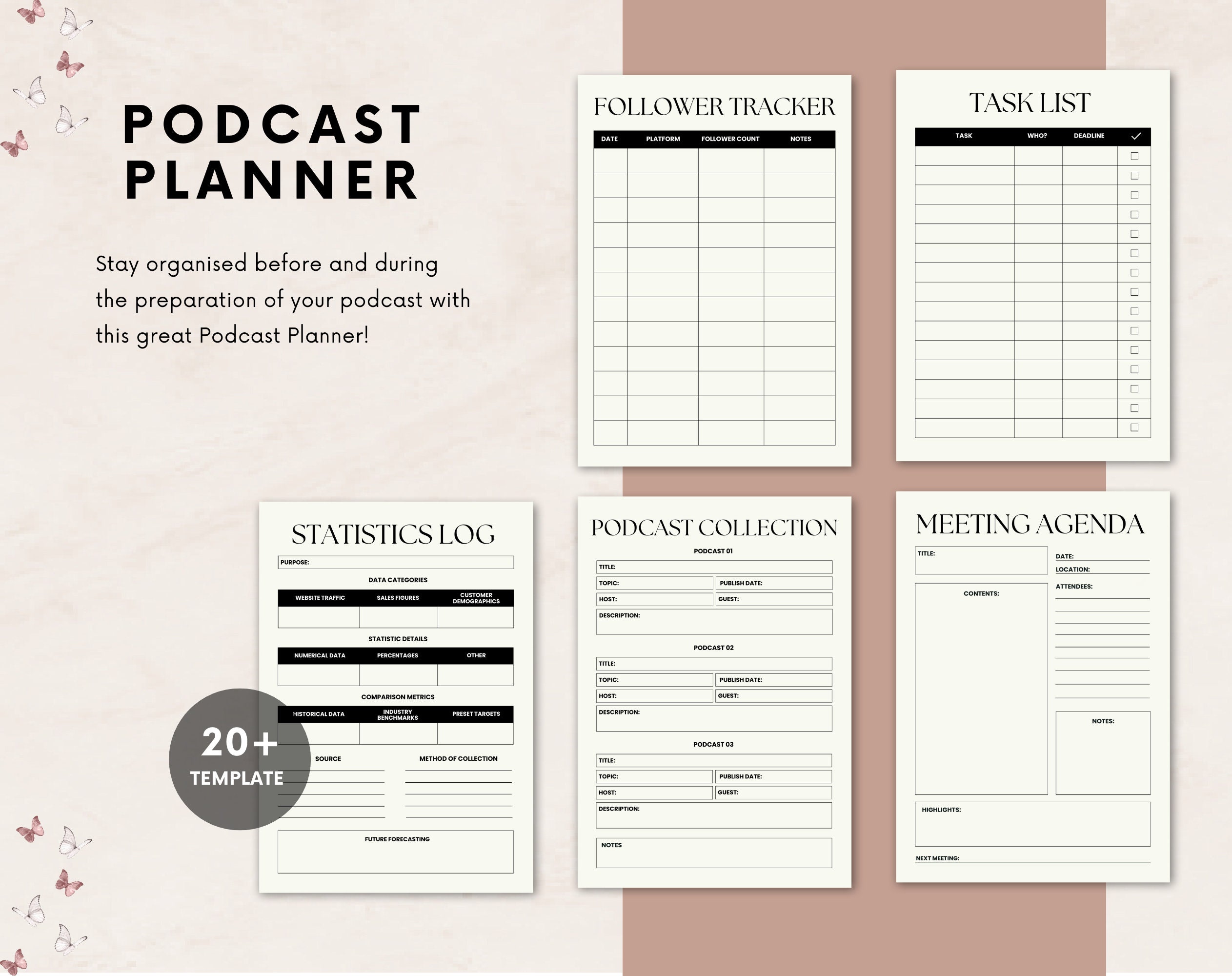 EDITABLE Podcast Planner, Printable Content Planner, Podcast Template ...