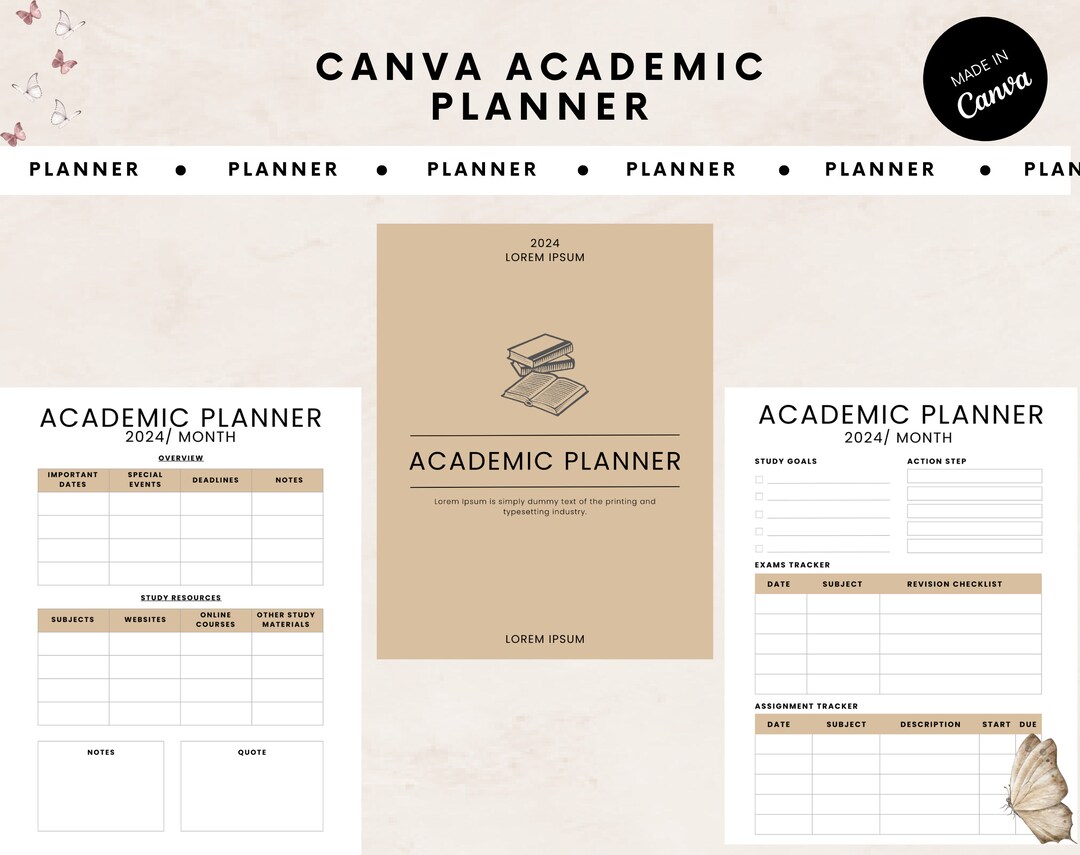 EDITABLE Academic Planner Beige, 2024 School Planner, Canva College ...