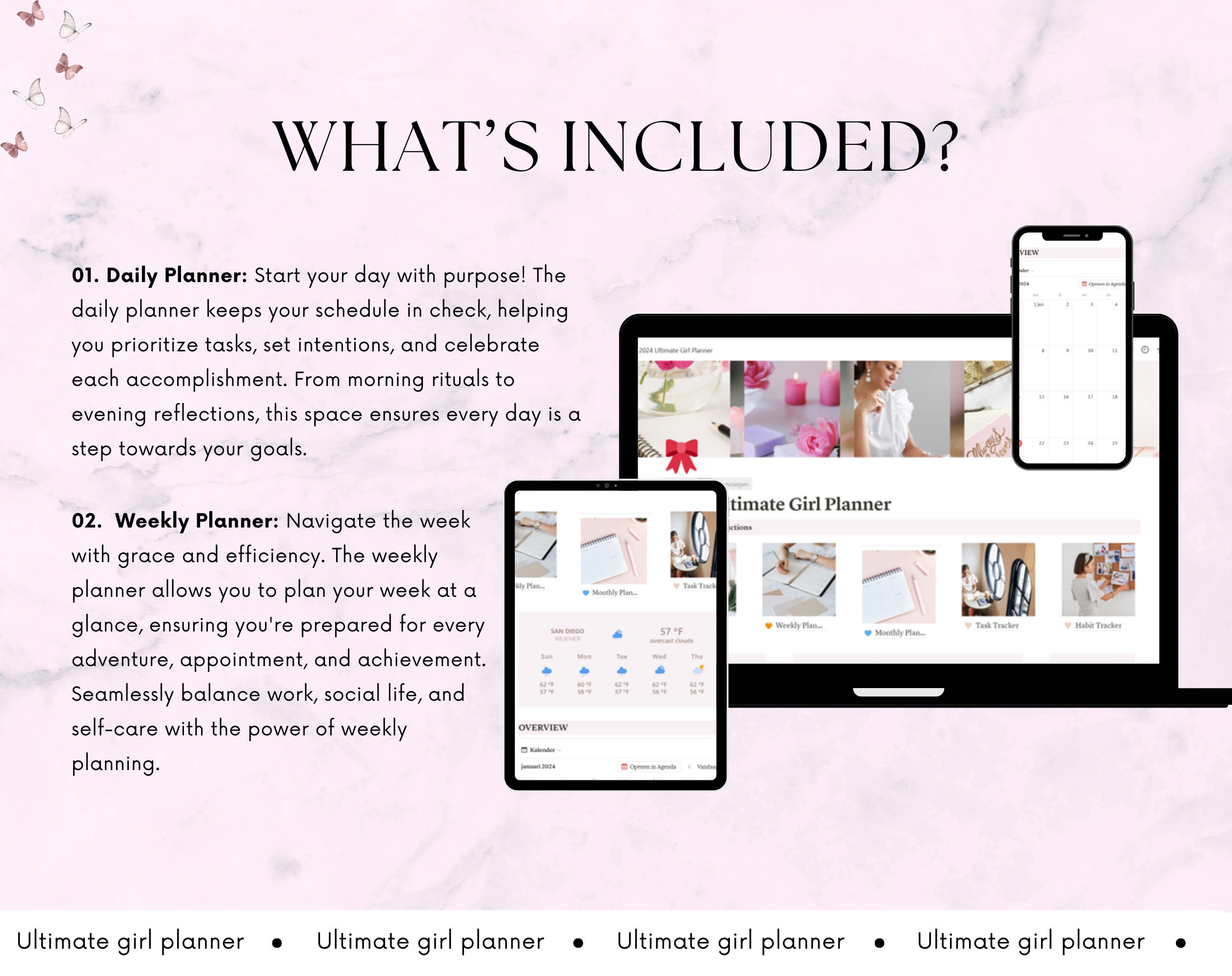 Ultimate Girl Planner Pink, Notion-template Female, Digital Planner ...