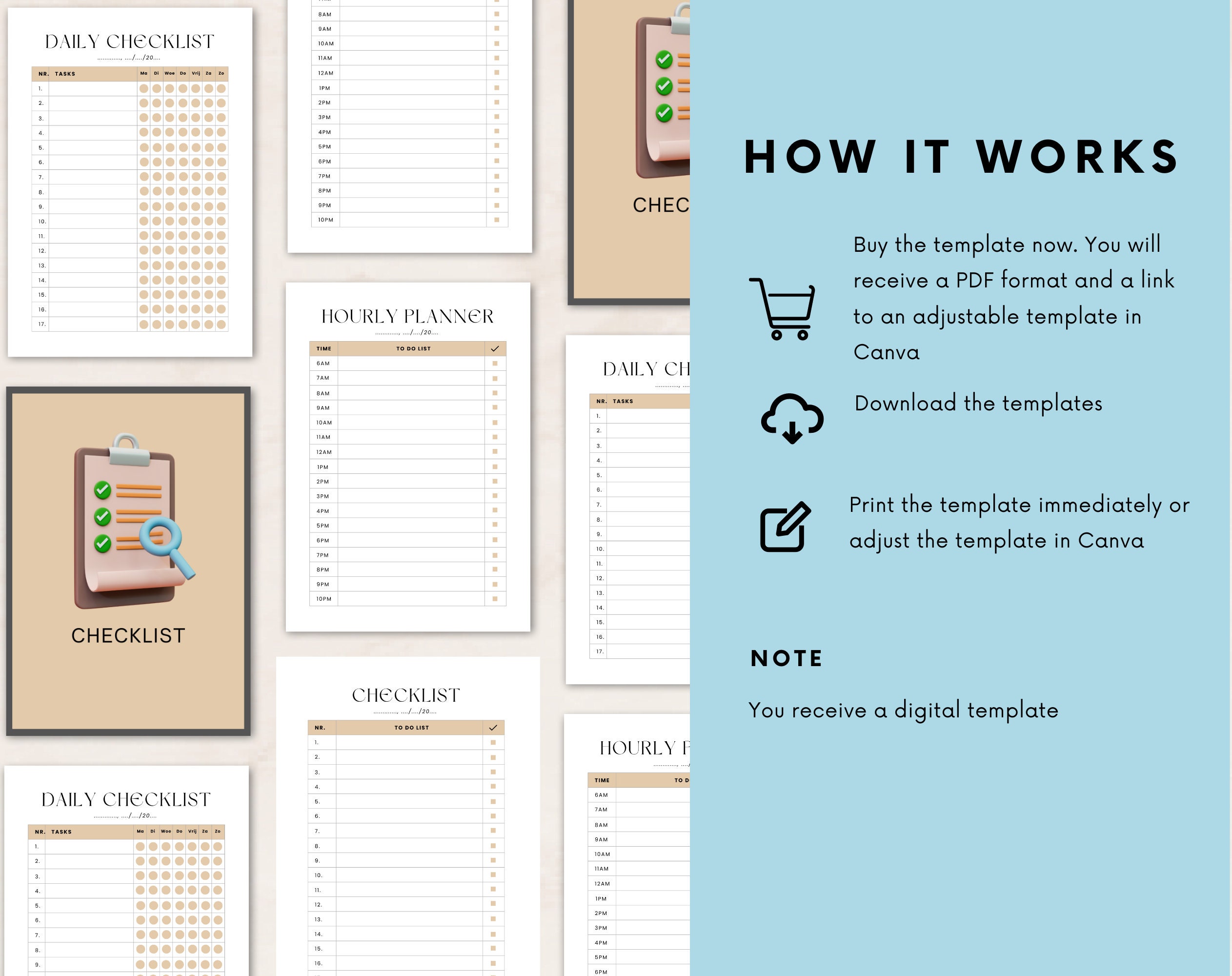 Editable Daily Checklist Printable Weekly to Do List Weekly Checklist ...