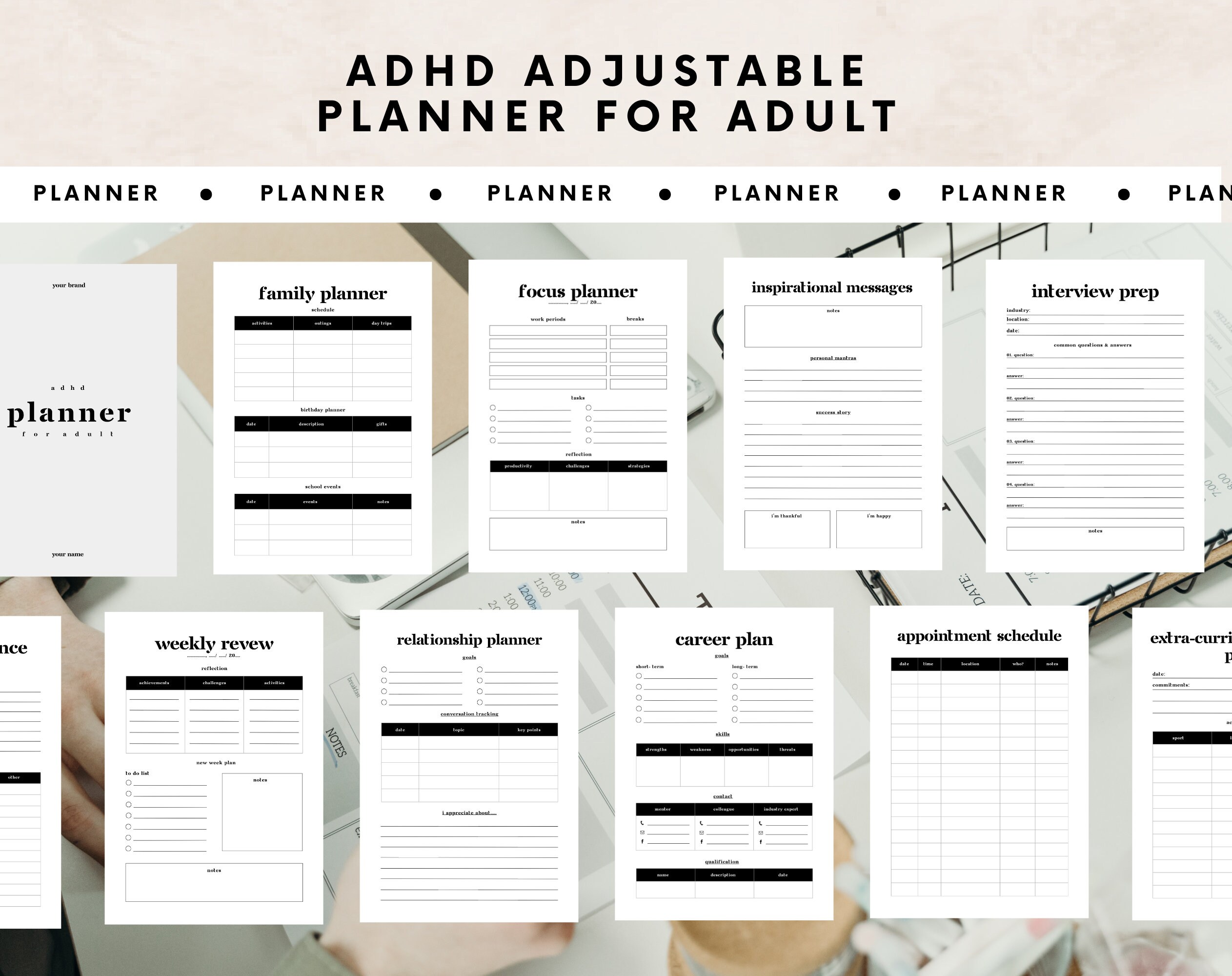 EDITABLE Adhd Planner Adult, Adhd Planner Printable, ADHD Productivity ...