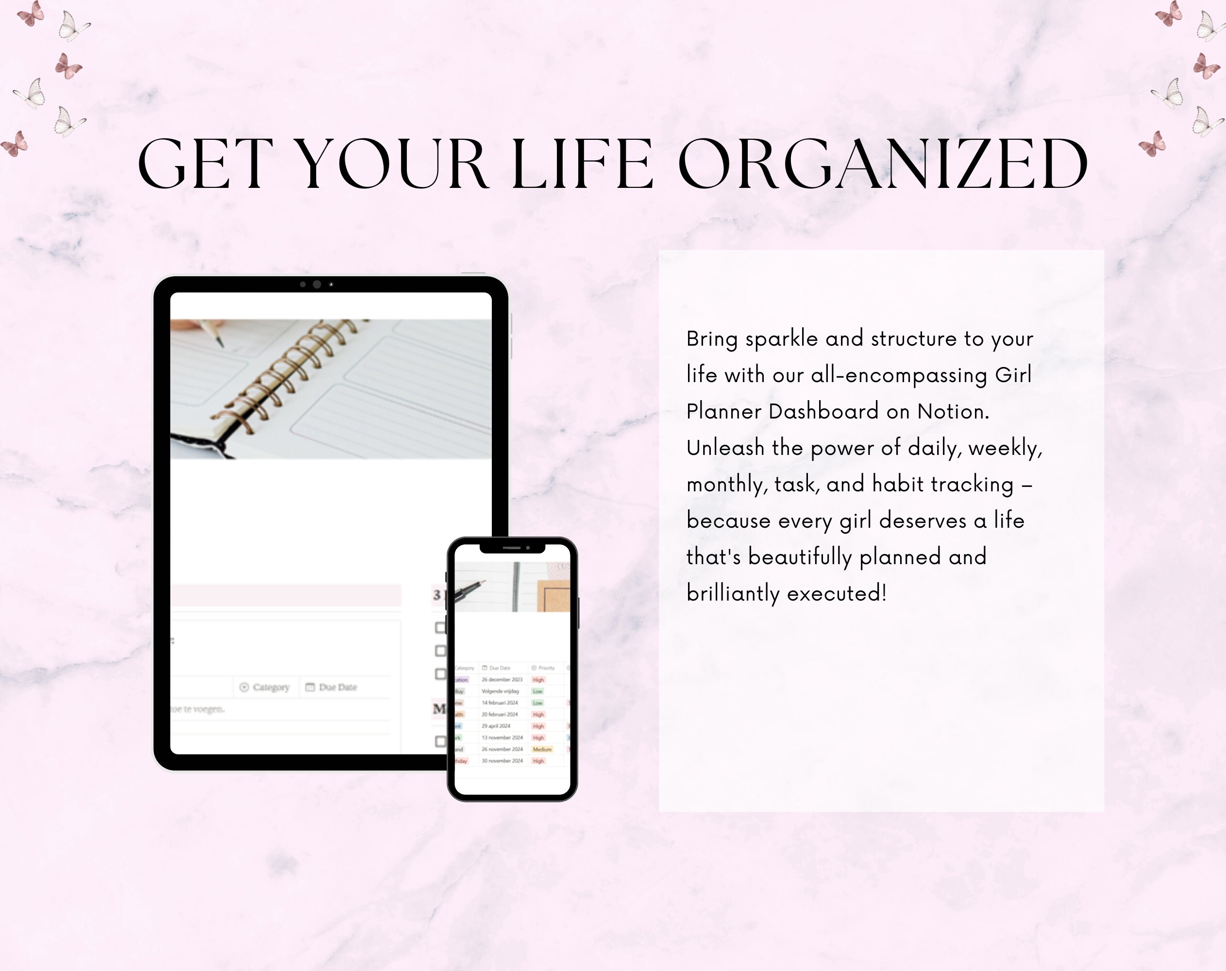 Ultimate Girl Planner Pink Notion-template Female Digital Planner 2024 ...