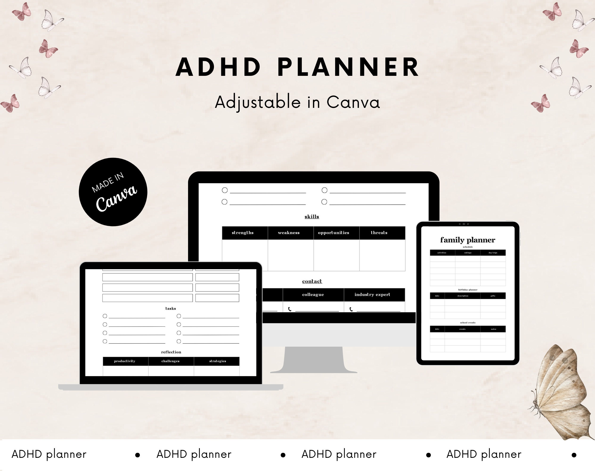 EDITABLE Adhd Planner Adult, Adhd Planner Printable, ADHD Productivity ...