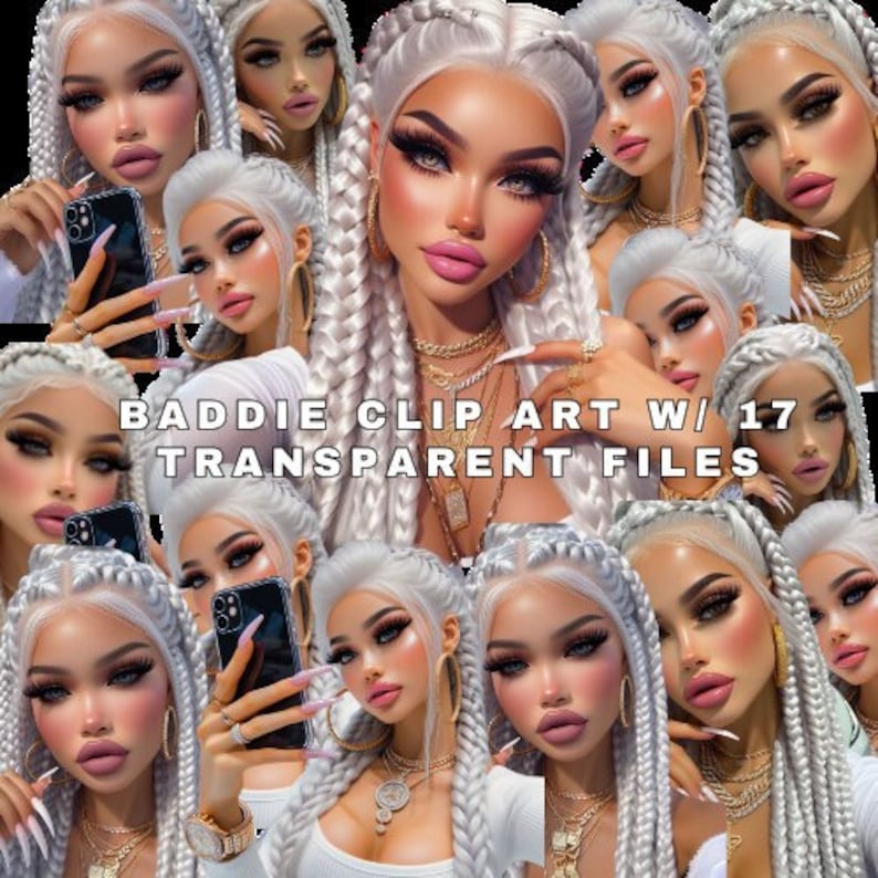 Fashion Girl Clip Art Digital Downloads Transparent Baddie Girl PNG ...
