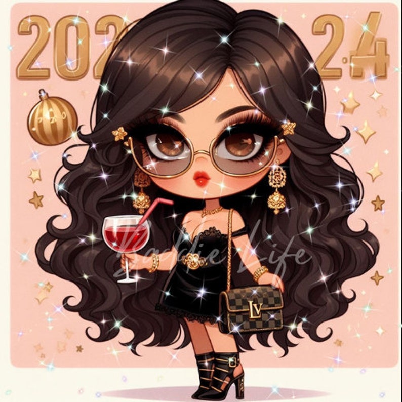Happy New Year Chibi Cute Digital Downloads AI Prompt Guide Chat GPT ...