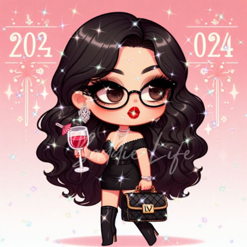 Happy New Year Chibi Cute Digital Downloads AI Prompt Guide Chat GPT ...