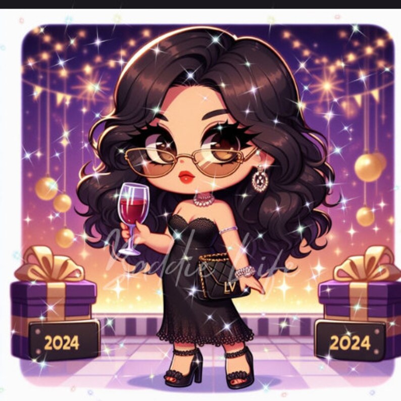 Happy New Year Chibi Cute Digital Downloads AI Prompt Guide Chat GPT ...