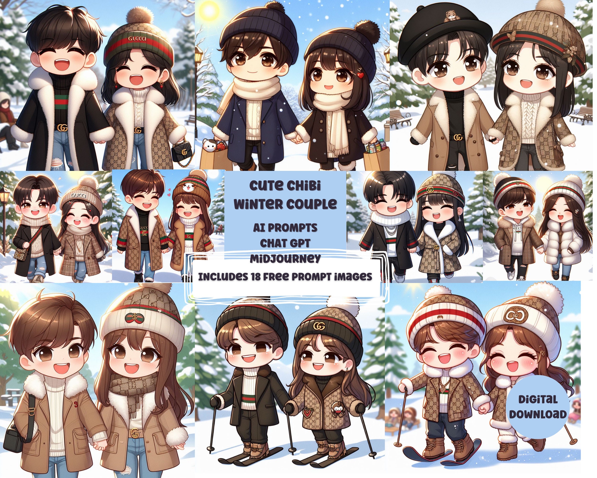 Chibi Cute Couples AI Prompts and Digital Ai Images AI Prompt Guide ...
