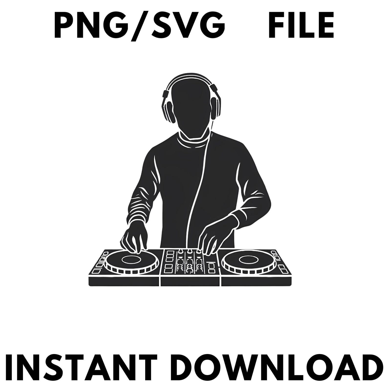 DJ Png Svg File, Instant Download Dj Clipart, Digital Dj Graphic, DJ ...