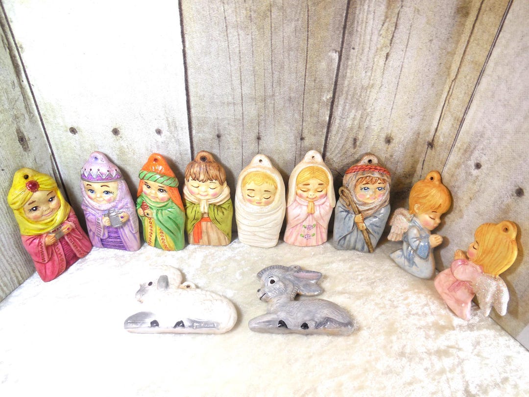 Nativity Tree Ornament Set, Eleven Pieces, Hand Painted, Ceramic - Etsy