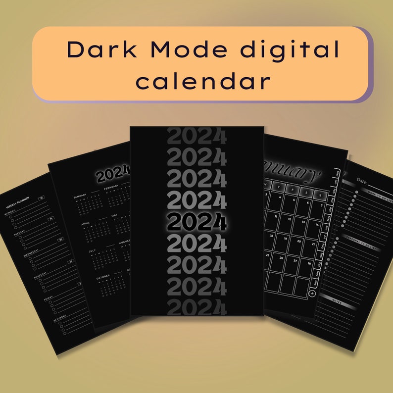 2024 Dark Mode Dated Digital Planner, Dated Digital Planner ...