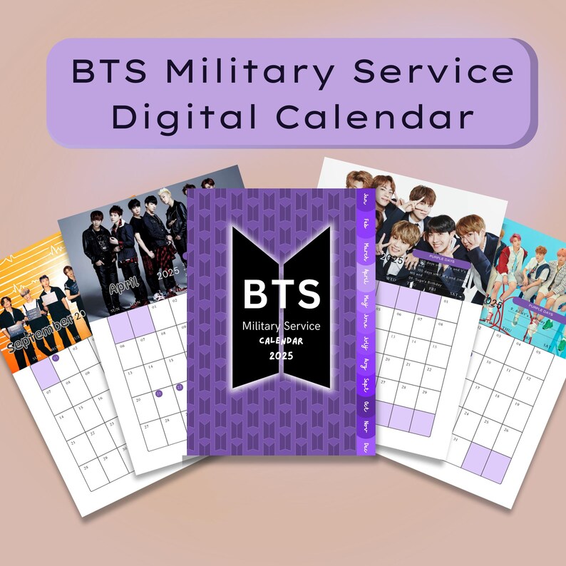 BTS Military Service Calendar 2025, BTS Planner, Army and BTS Calendar ...