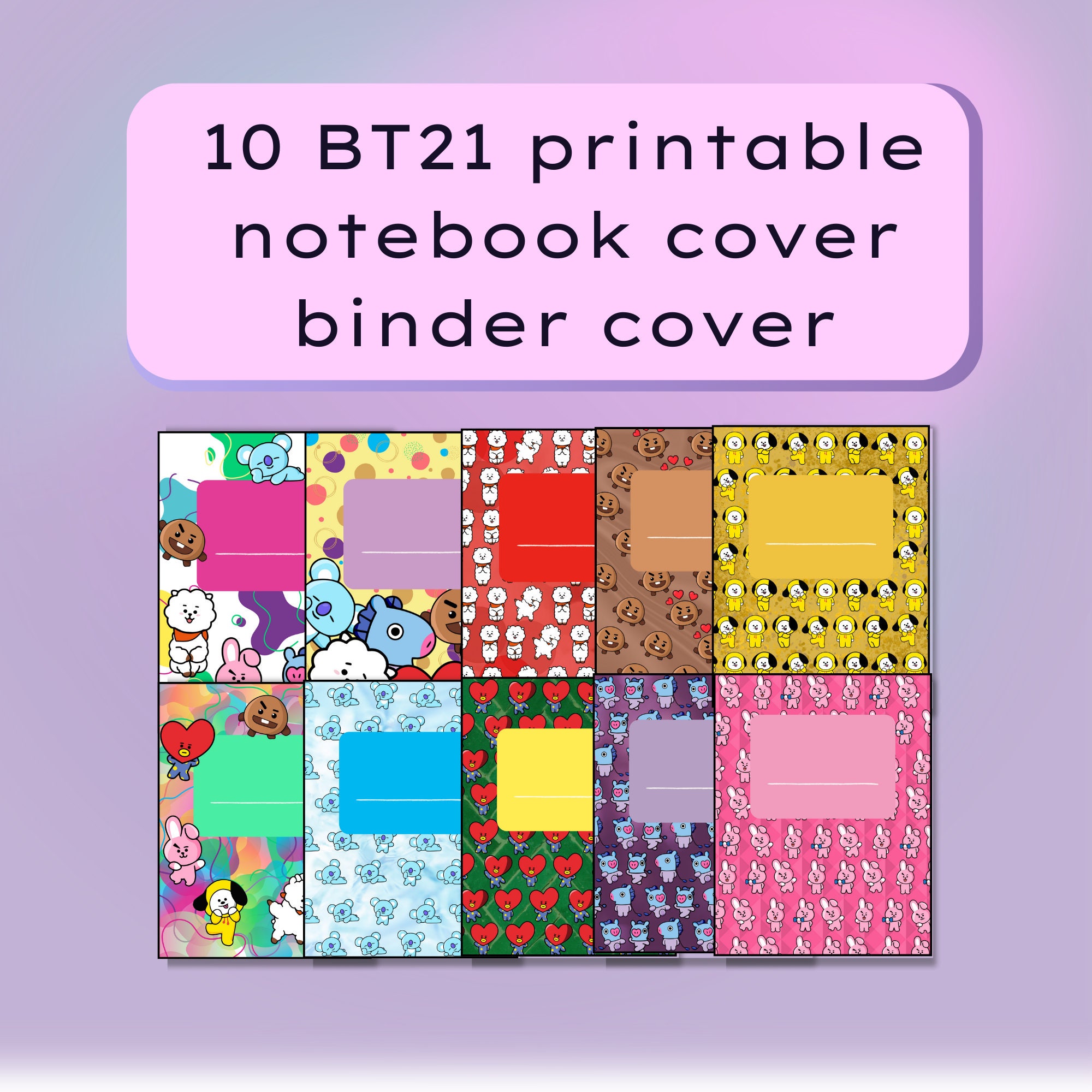 BT21 BTS Digital Notebook Cover, Printable Binder Divider (A4, Letter ...