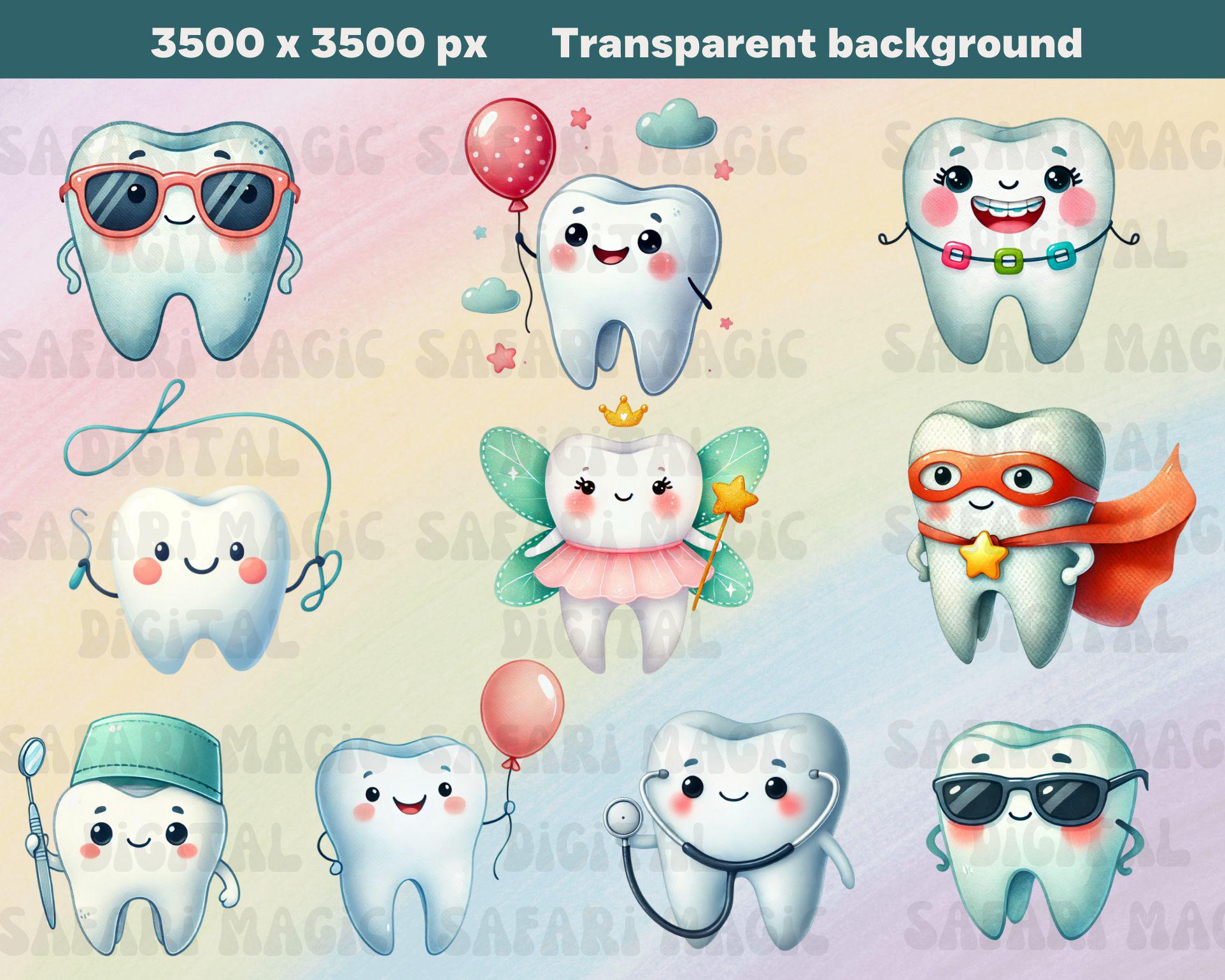 Cute Tooth PNG, Cute Teeth in Various Activities, Dental Teeth Png ...