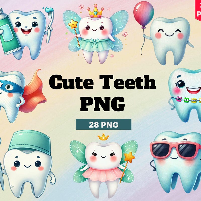 Cute Tooth Clipart - Etsy