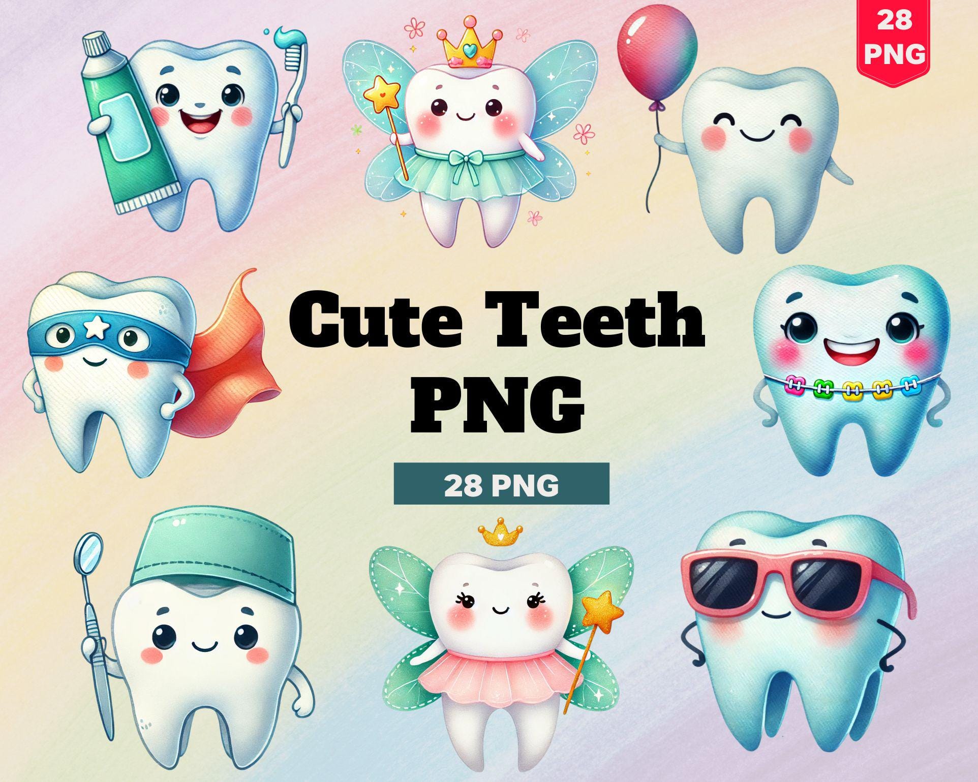Cute Tooth PNG, Cute Teeth in Various Activities, Dental Teeth Png ...