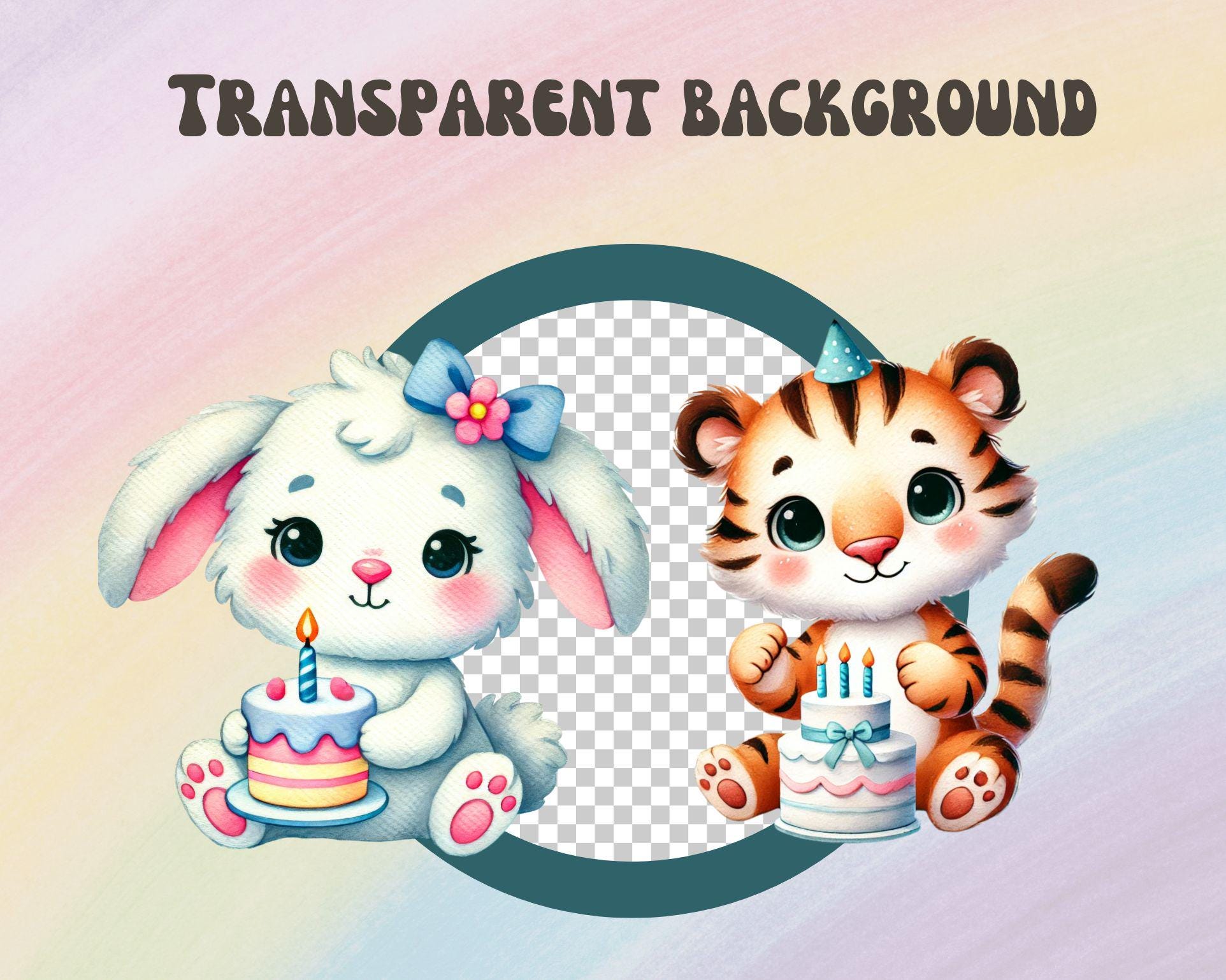 Birthday Animals Clipart Bundle, Woodland Jungle Animal With Party Hat ...