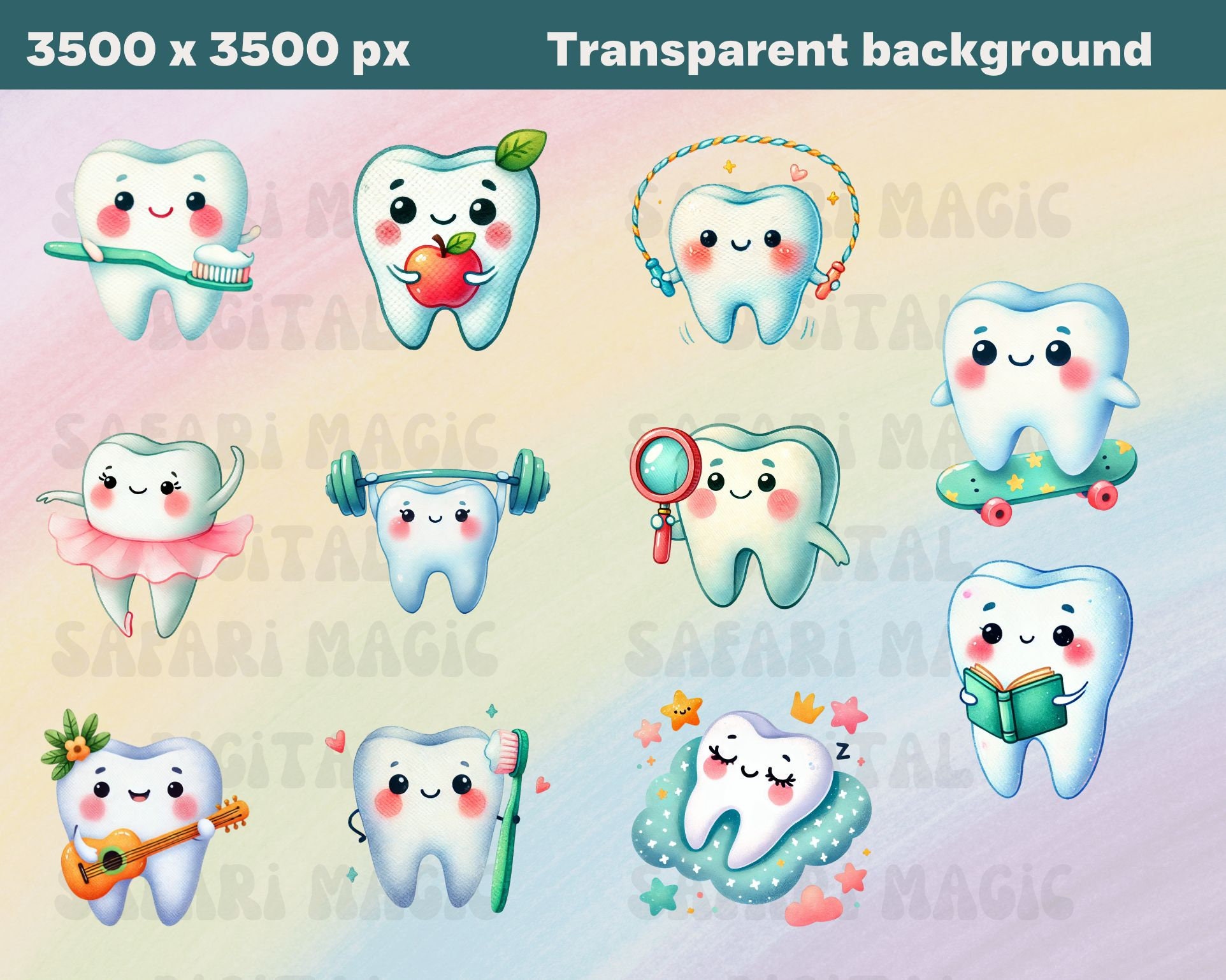 Cute Tooth PNG, Cute Teeth in Various Activities, Dental Teeth Png ...