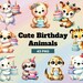 Birthday Animals Clipart Bundle, Woodland Jungle Animal With Party Hat ...