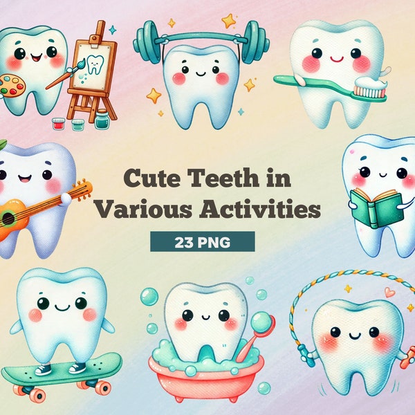 Cute Tooth Clipart - Etsy