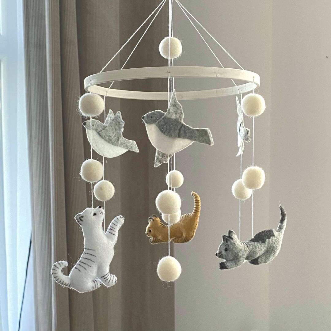 Decor Cats Baby Mobile Cats Black White Red and Birds Nature Images ...