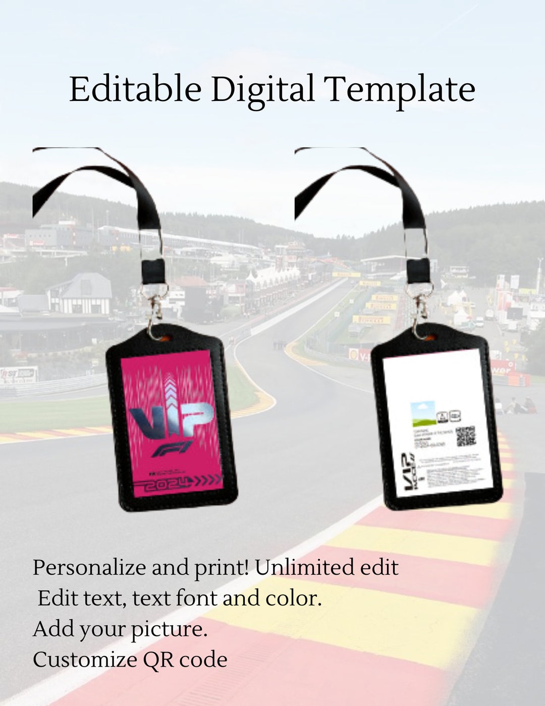 Editable F1 VIP Pass Template - Etsy UK