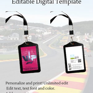 Editable F1 VIP Pass Template - Etsy UK