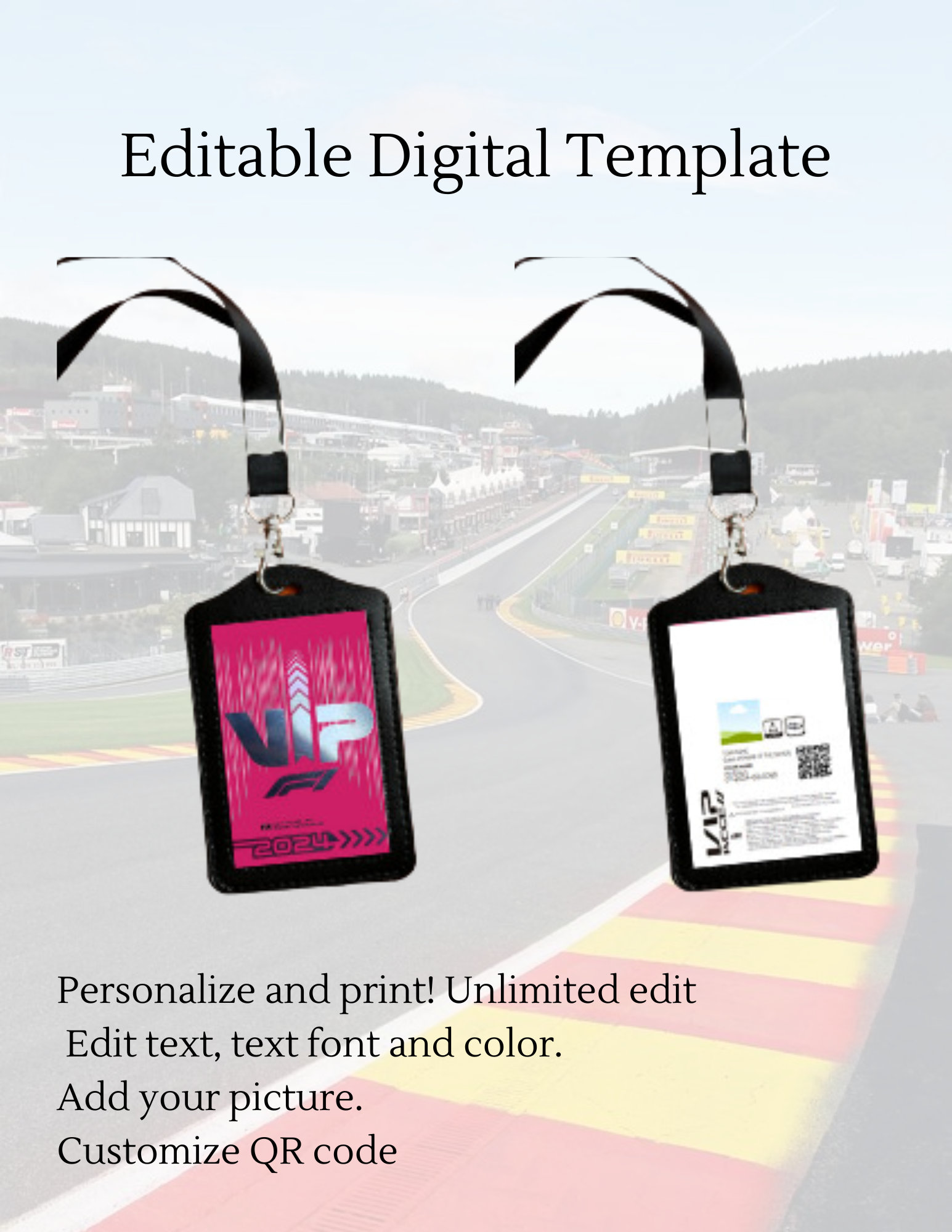 Editable F1 VIP Pass Template - Etsy