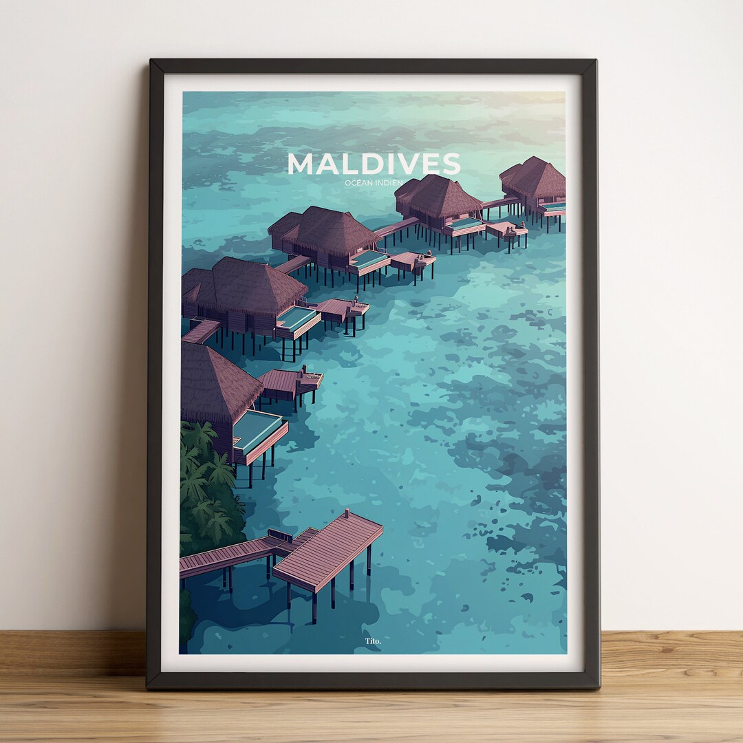 MALDIVES Poster Maldives Travel Poster Maldives Art Print Maldives ...