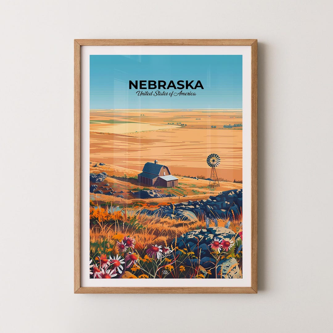 NEBRASKA Poster, Nebraska Travel Poster, Nebraska Art Print, Nebraska ...