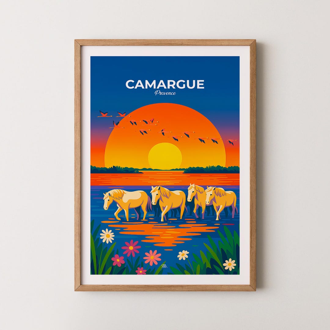 Affiche Camargue, Poster Camargue, Impression Camargue, Illustration ...