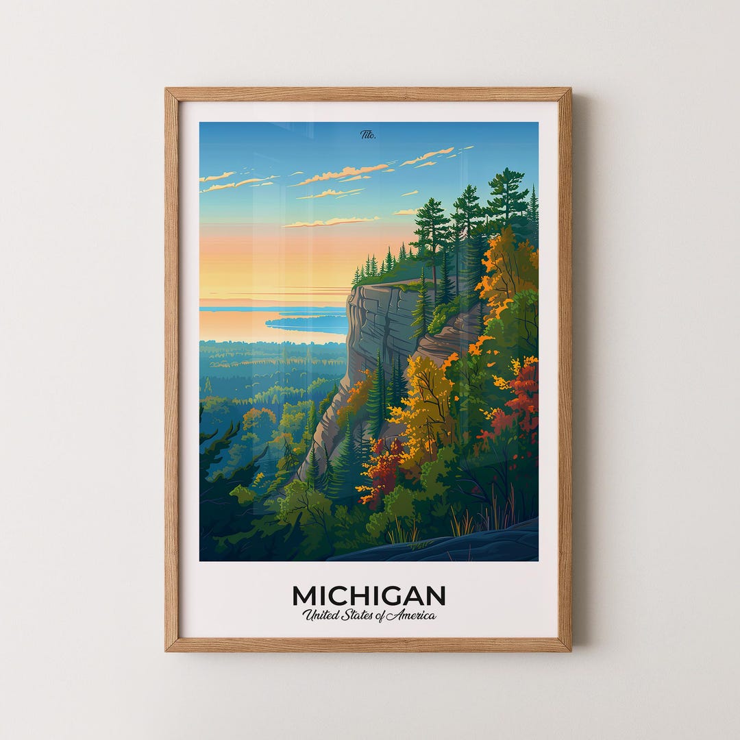 MICHIGAN Poster, Michigan Travel Poster, Michigan Art Print, Michigan ...