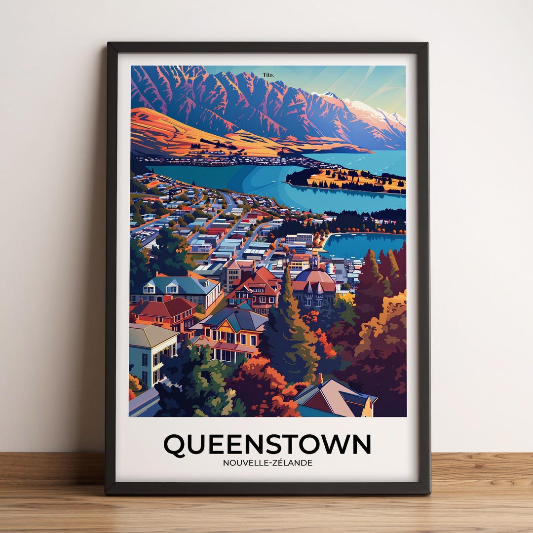 QUEENSTOWN Poster Queenstown Travel Poster Queenstown Art Print ...