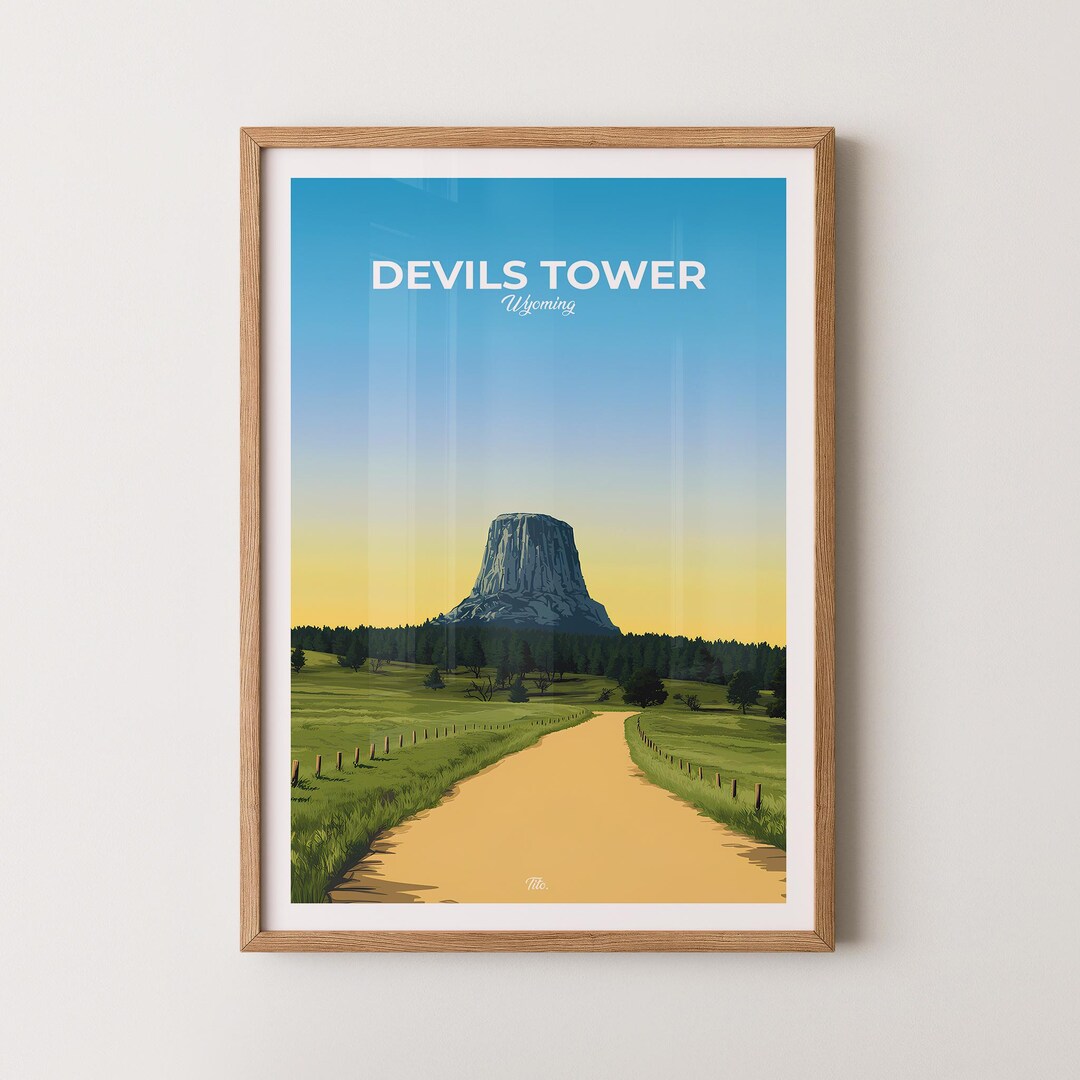 DEVILS TOWER Poster, Devils Tower Travel Poster, Devils Tower Art Print ...