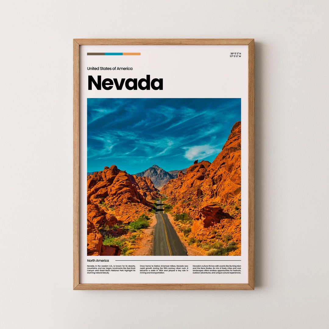 Nevada Poster, Nevada Print, Nevada Photo, Nevada Art, United States ...