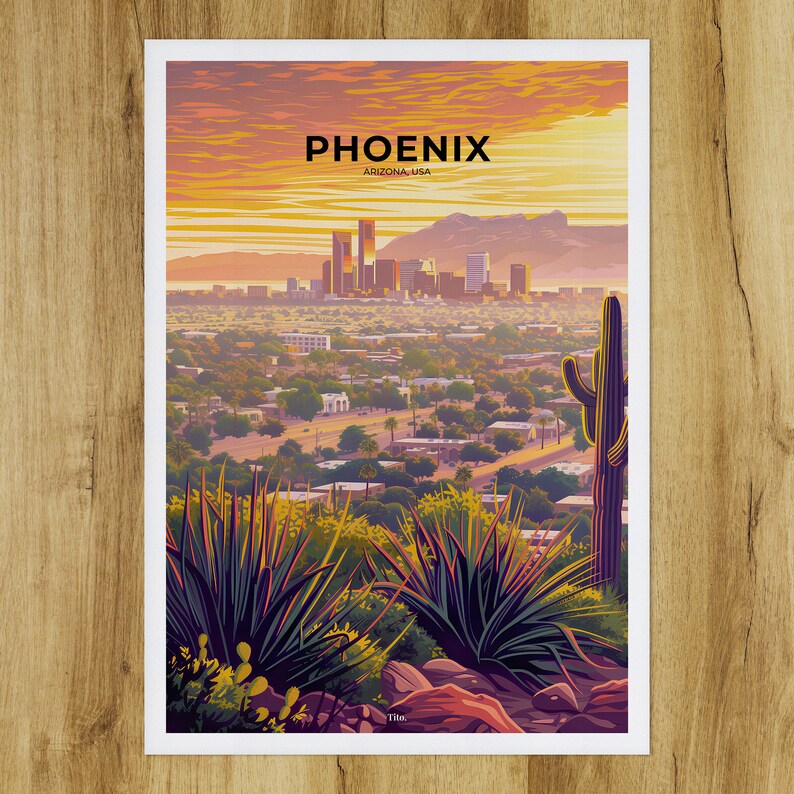 PHOENIX Poster Phoenix Travel Poster Phoenix Art Print Phoenix Vintage ...