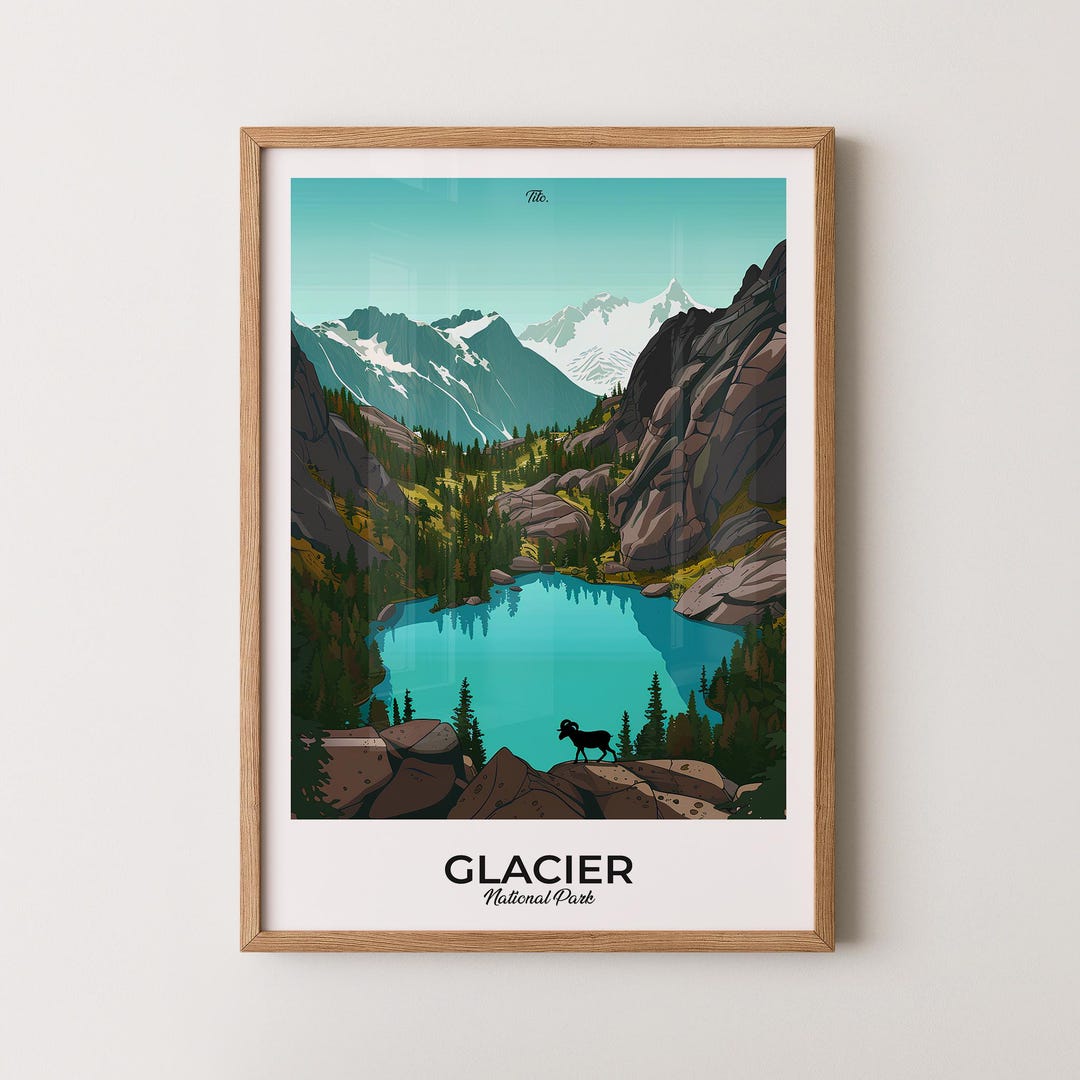 GLACIER Poster, Glacier Travel Poster, Glacier Art Print, Glacier Wall ...
