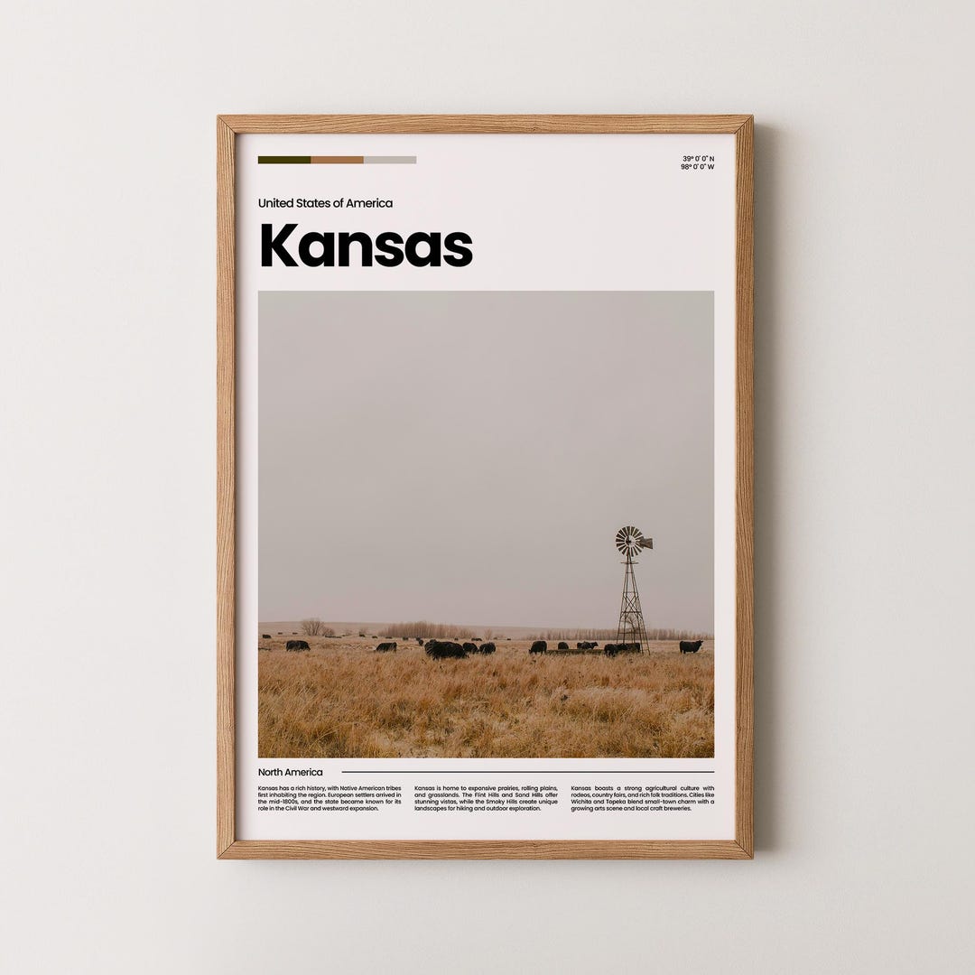 Kansas Poster, Kansas Print, Kansas Photo, Kansas Art, United States ...