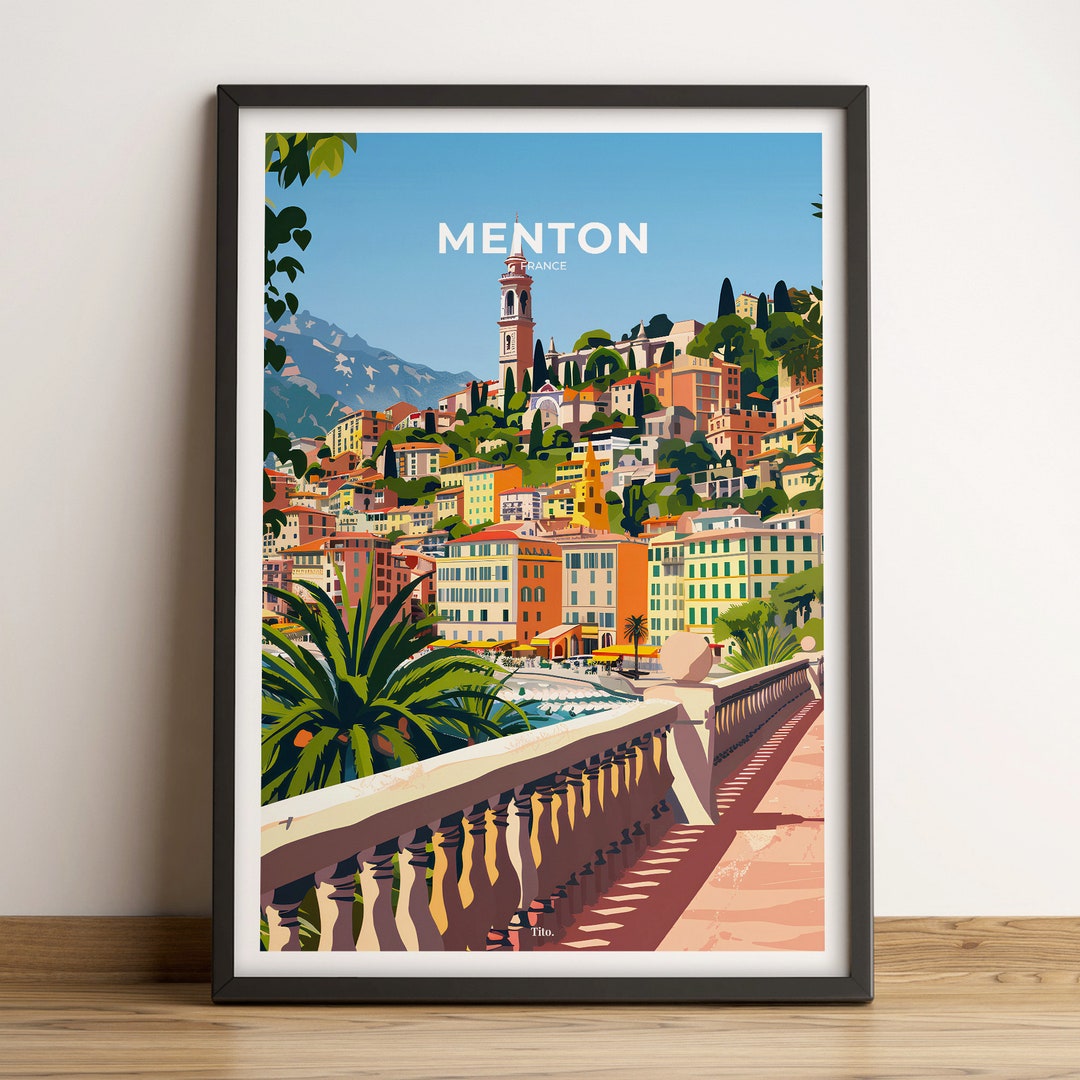 MENTON Poster Menton Travel Poster Menton Art Print Menton Poster ...