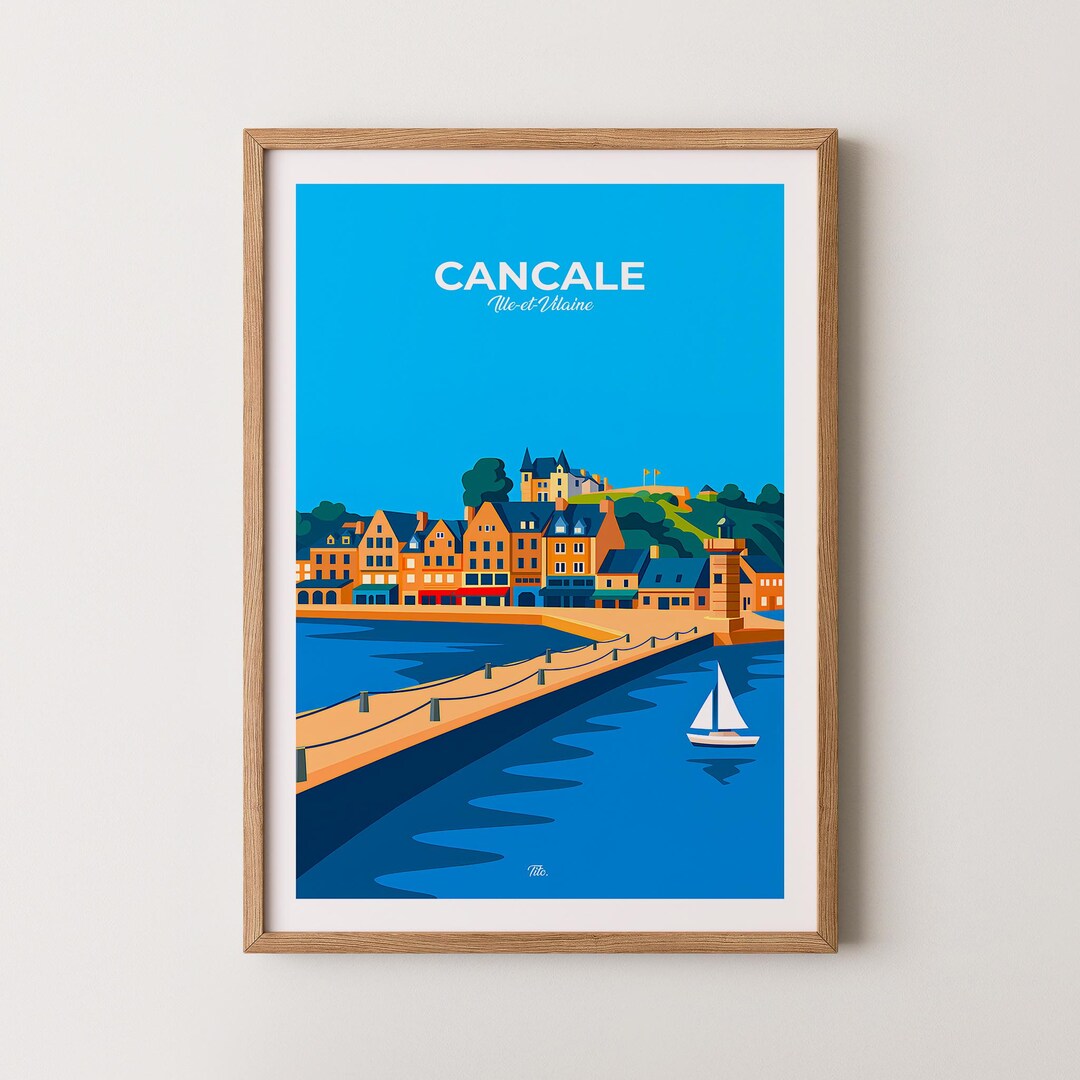 Affiche Cancale, Poster Cancale, Impression Cancale, Illustration ...