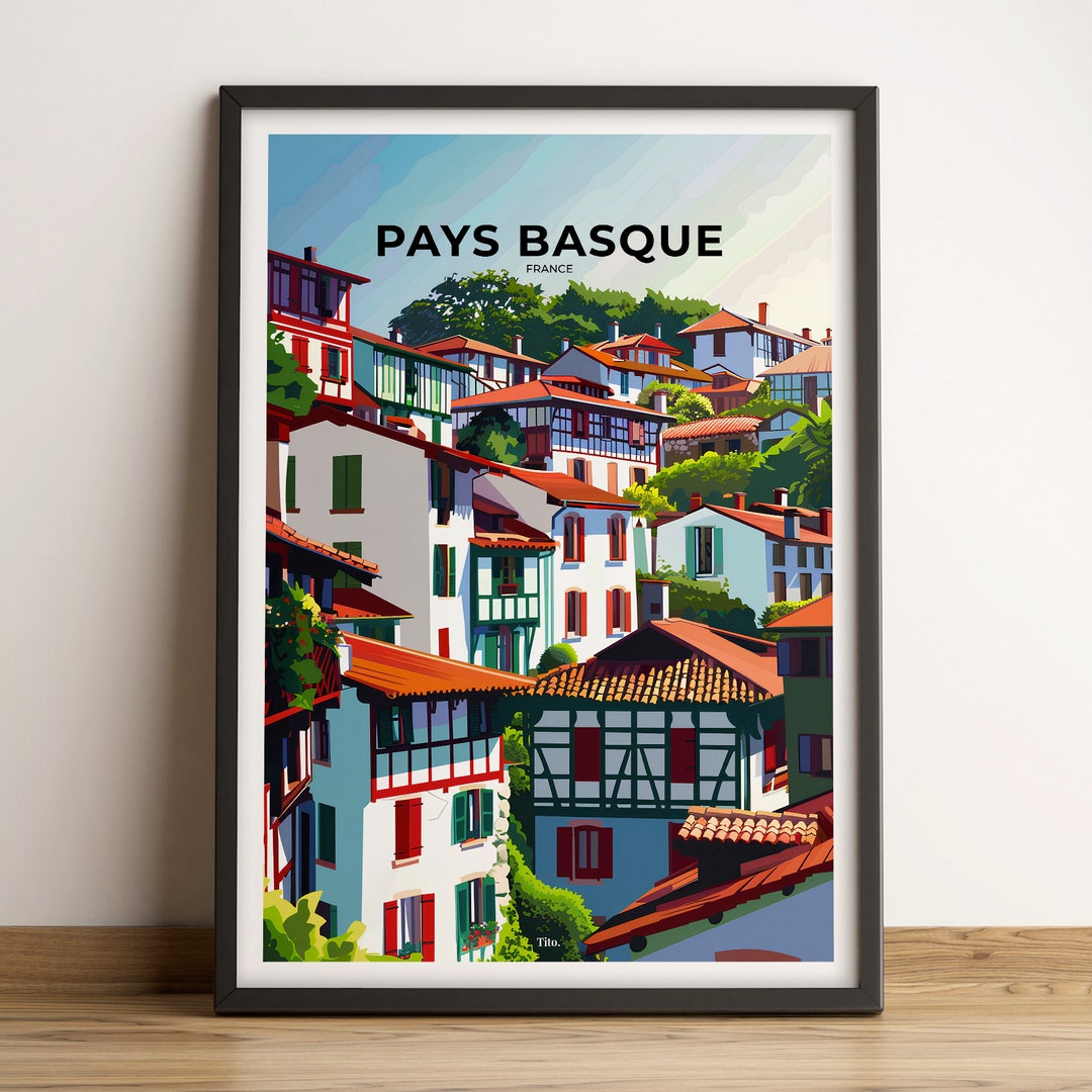 Affiche PAYS BASQUE Affiche de voyage Pays Basque Impression d'art Pays Basque Poster Pays ...