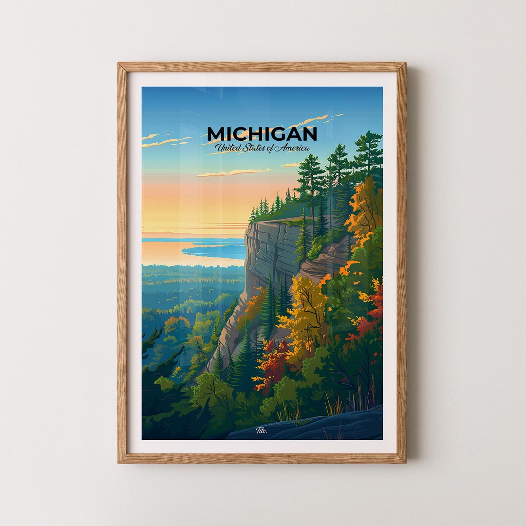 MICHIGAN Poster, Michigan Travel Poster, Michigan Art Print, Michigan ...