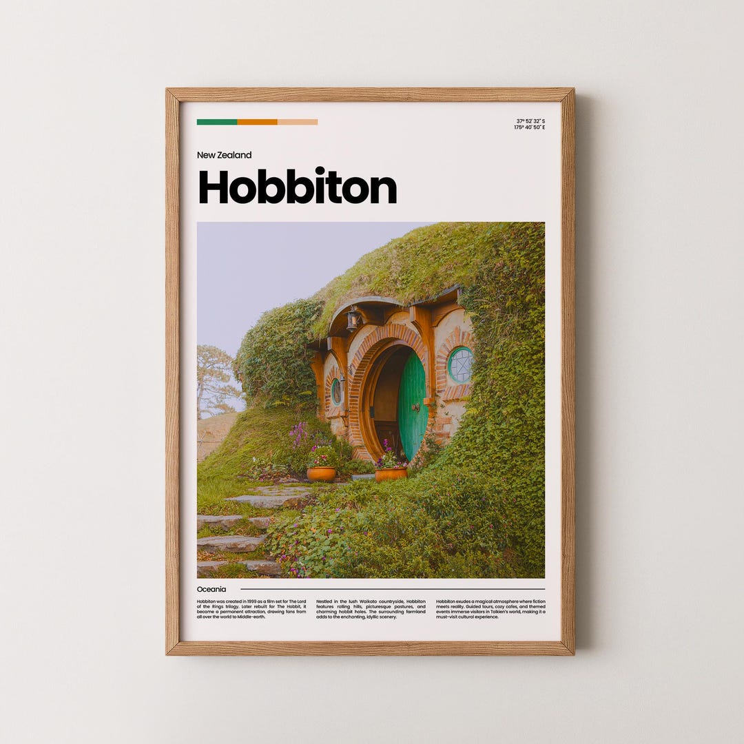 Hobbiton Poster, Hobbiton Print, Hobbiton Photo, Hobbiton Art, New ...