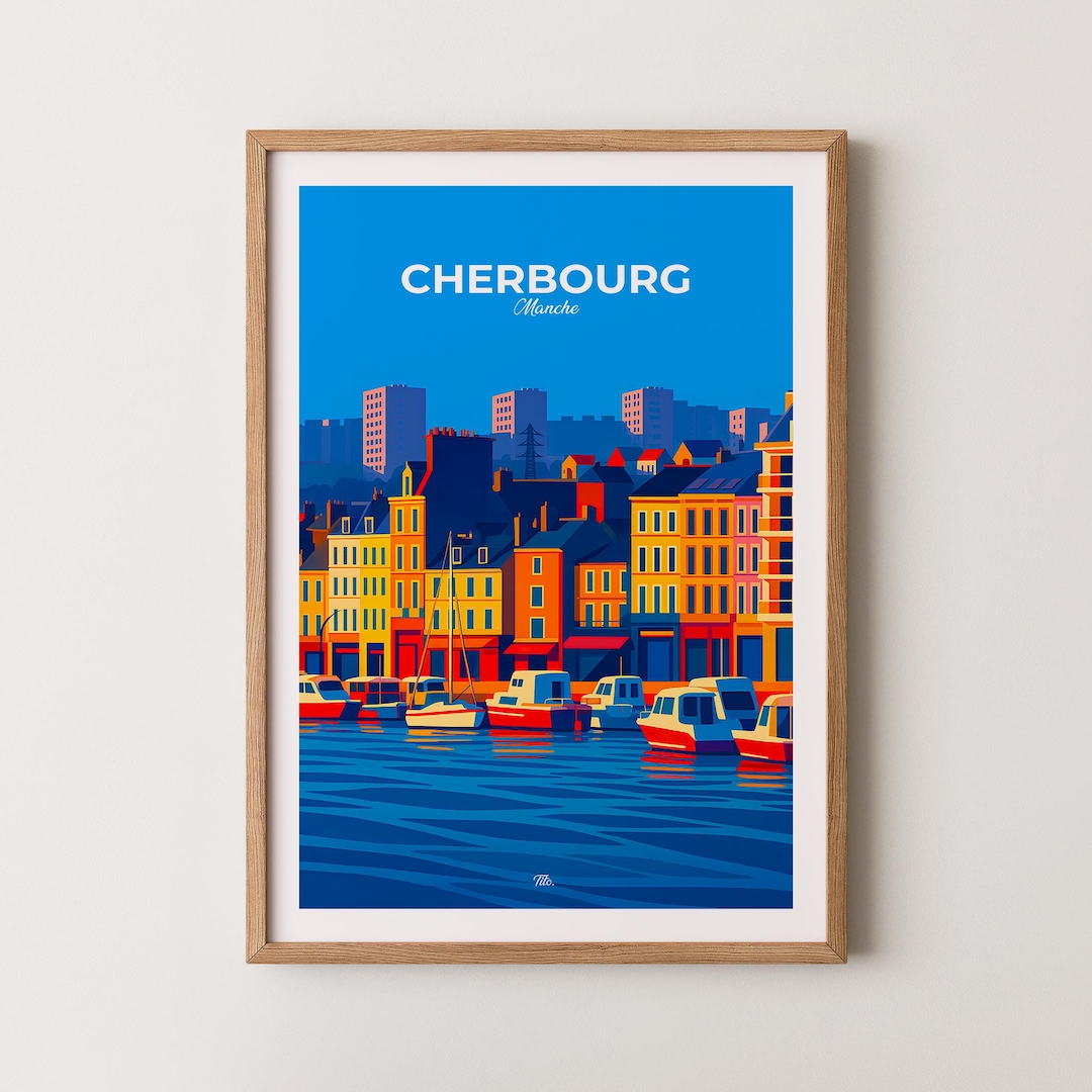 Affiche Cherbourg, Poster Cherbourg, Impression Cherbourg, Illustration ...